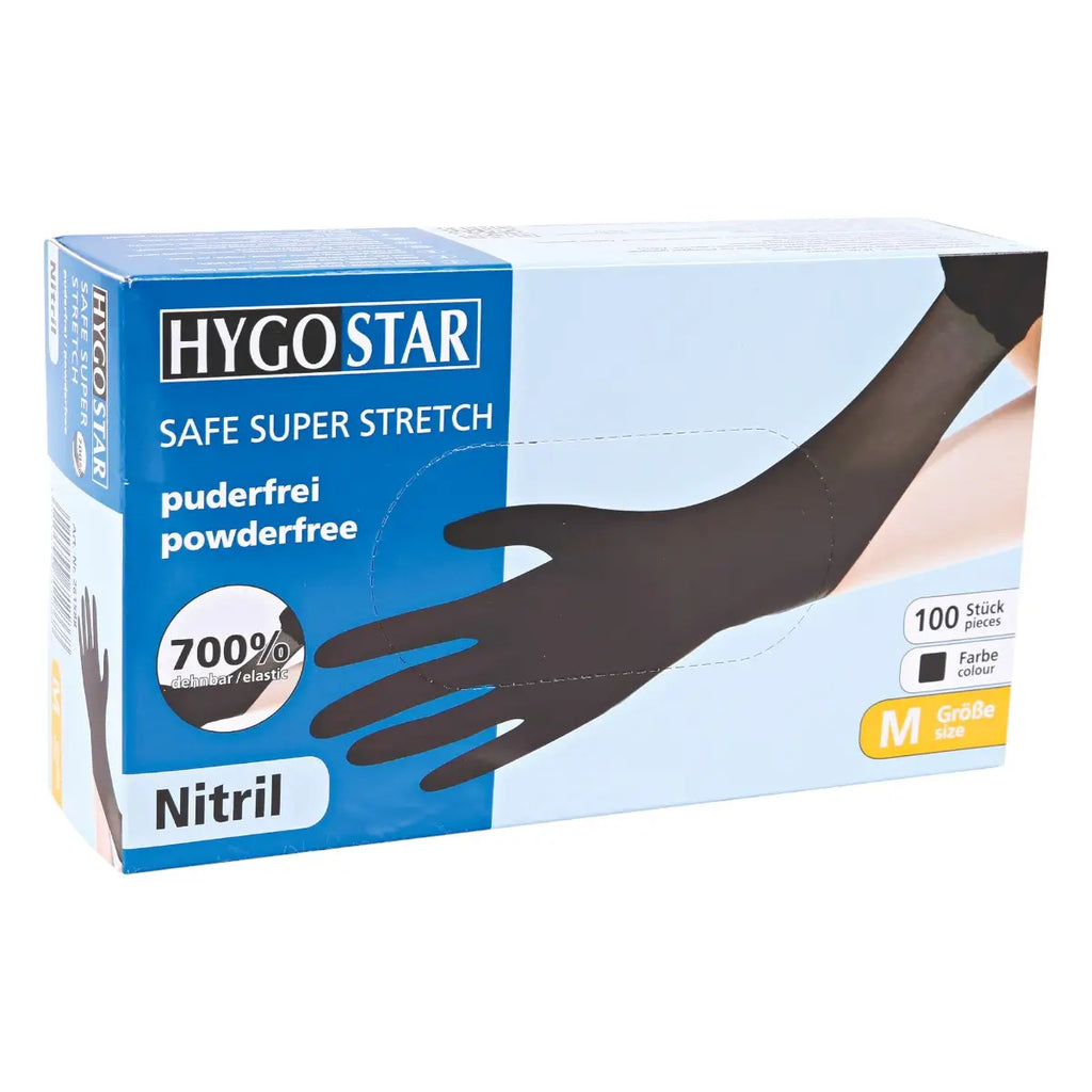 Hygostar "Safe Super Stretch" Nitril-Handschuhe Schwarz | 100 Stück ...